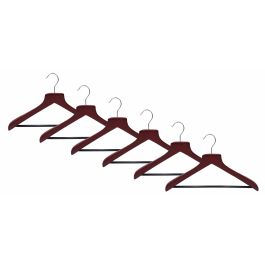 Wooden Deluxe Coat Hangers , Walnut Color With Black Texture Bar ...