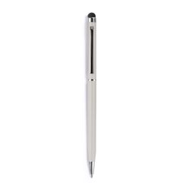 Slim Metal Pens with Stylus - Soft Rubber Top - Grey Color